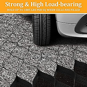 YUEWO Geo Grid Ground Grid 2 Inch (9x17FT) 155 sq ft Geocells Cellular Confinement System Geo Cell Grid Paver for Gravel Stabilizer for Light Duty Traffic Areas Foot Traffic with 30pcs Buckles