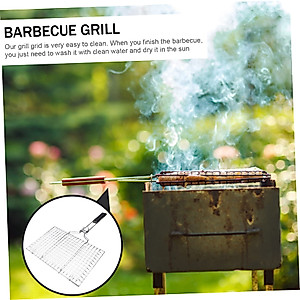 JEWEDECO 1pc Bbq Fish Rack Barbecue Fish Basket Bbq Grilling Basket Outdoor Grill Accessories Bbq Fish Holder Bbq Fish Basket Charcoal Grills Barbecue Grill Stainless Steel Grilled Shrimp