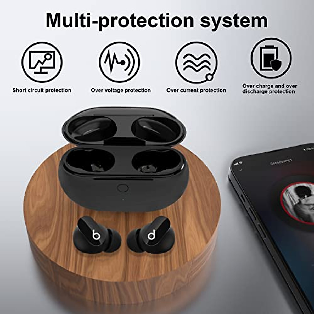 Charging Case Replacement Compatible with Beats Studio Buds Charging Case, Charging Case for Beats Studio Buds Charger Case Alternative with Bluetooth Pairing Button (NOT Included Earbuds)