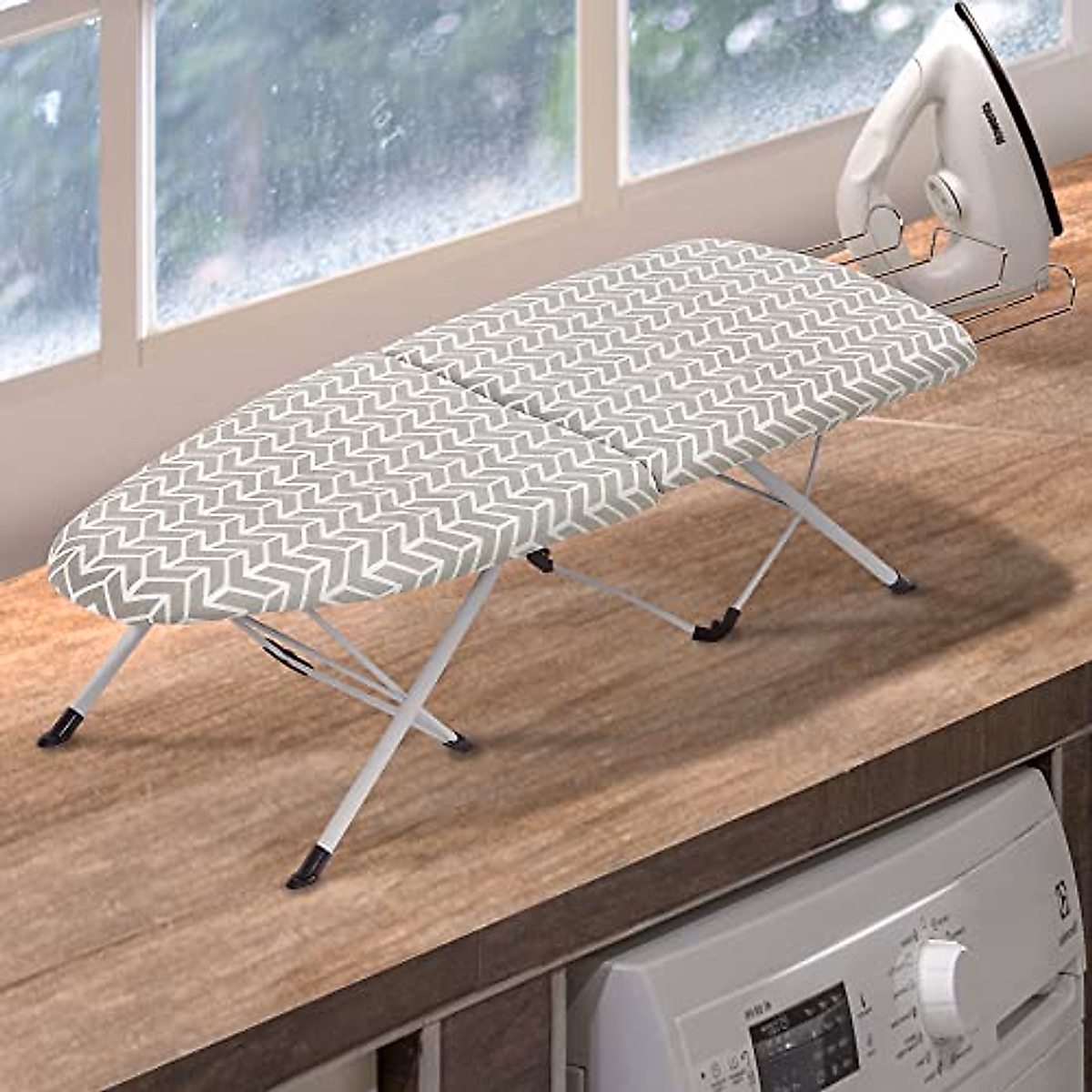 STORAGE MANIAC Tabletop Ironing Board with Iron Rest, Portable Ironing Board with Cover and Pad, Compact Space Saving Foldable Countertop Ironing Board for Home Supply, Dorm, Travel - Maze