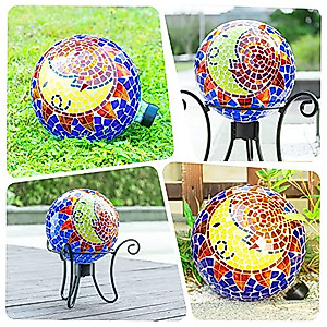 VCUTEKA Gazing Balls, Glass Garden Globe Mosaic Gazing Ball Sphere for Garden Lawn Outdoor Ornament Yard Decorative, 10-Inch, Sun and Moon