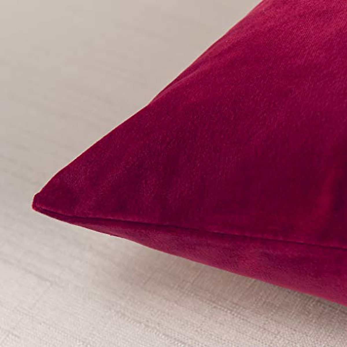 Elegant Comfort Pack of 2, Velvet Soft Solid Decorative Square Throw Pillow Covers Set Cushion Case for Sofa Bedroom Car, 20 x 20, Burgundy