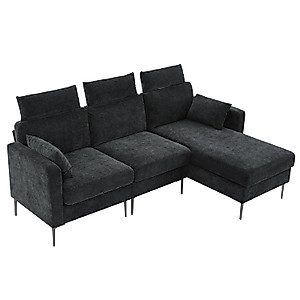 ROWHY 90.6'' Oversized Convertible Sectional Couches for Living Room, 3 Seat Large Modular Sectional Sofa, High Back Modern L Shaped Couch with Reversible Chaise, Dark Gray