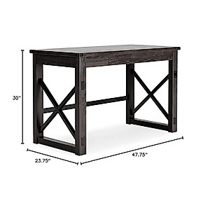 Signature Design by Ashley Freedan Rustic Farmhouse Home Office Desk, Dark Gray