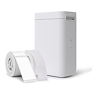Bundle Label Maker Machine D101 Bluetooth Label Maker with 2 Rolls of White Label Tape 12×40mm, 25×50mm