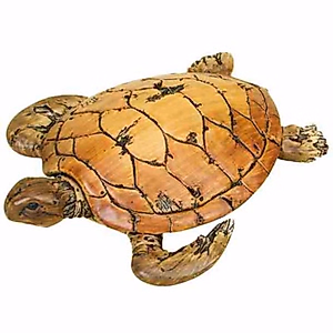 Driftwood Sea Turtle Statue Rustic Wood Look Garden Turtle Coastal Home Decor