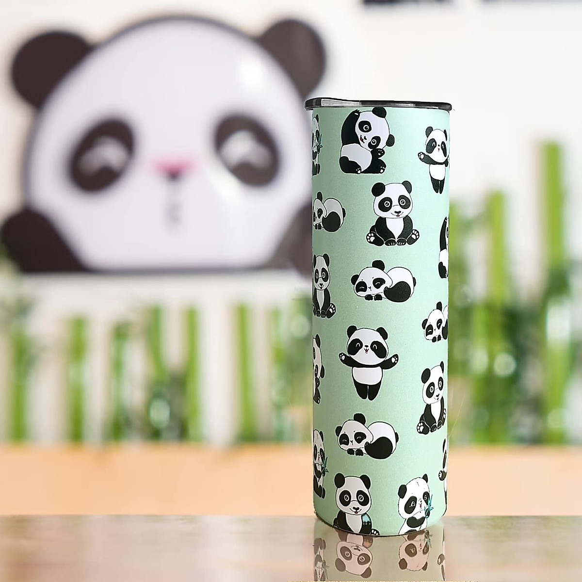 Ceovfoi Panda Gifts for Women Mug Cute Tumbler with Lid and Straw Coffee Cup Stuff Decor Kung Fu