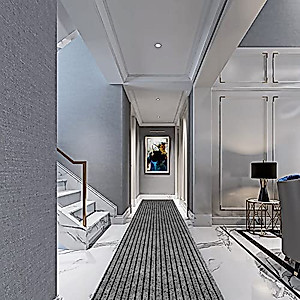 2' x 6' Runner Rugs with Rubber Backing, Indoor Outdoor Utility Carpet Runner Rugs, Stripe Gray, Can Be Used as Aisle for The RV and Boat, Laundry room and Balcony