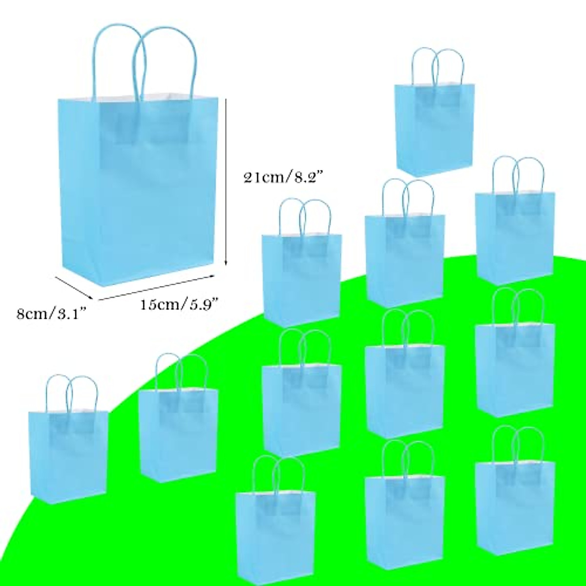 ysmile 12 ct Blue Gift Bag with Handle Favor Bag for Goodie Treat Paper Bag for Birthday Party in Bulk 8.2x5.9x3.1 from