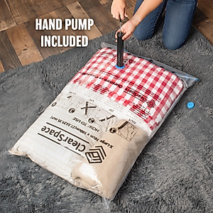 ClearSpace Vacuum Storage Bags, Space Saver Bags – 10 Jumbo Vacuum Seal Bags for Clothing, Blanket Storage, Clothes Storage – Vacuum Sealer Bags, Storage Bags or Travel Bags, Hand Pump Included