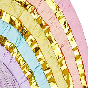 Rainbow Pull String Pinata for Pastel Birthday Decorations, Gender Reveal Party Supplies (Small, 16.5 x 10 x 3 In)