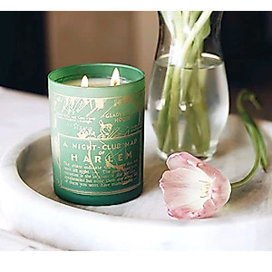 Harlem Candle Company Holiday Map Luxury Candle, 12 oz Green Glass Jar with Harlem Map Print, Double Wick, Soy Wax, Gift Box, Winter-Fresh Fir, Pine Needles and Mint-Infused Eucalyptus