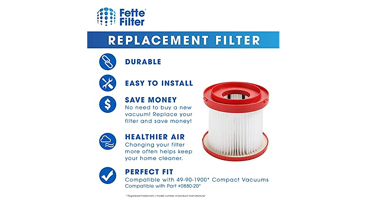 Fette Filter HEPA Wet Dry Vacuum Filters for Milwaukee Vacuums – 4-Pack