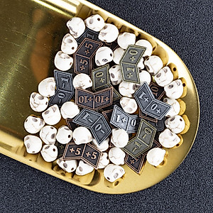 45 Pieces Antique Metal Buff Counter Tokens Magic The Gathering Token Creature Stats or Loyalty Counters for MTG CCG Card Gaming Accessories with Velvet Bag