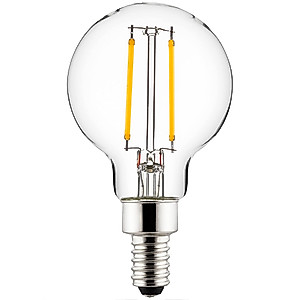 Sunlite 80757 LED G16.5 Filament Style Globe Light Bulb, 2.5 Watts (25W Equivalent), 250 lumens, Dimmable, Candelabra Base (E12), UL Listed, 3000K Warm White, 1 Count