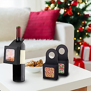 DIYDEC 25pcs Kraft Paper Wine Bottle Box with Window Foldable Black Wine Candy Boxes for Christmas New Year Wedding Parties Favor Wine Accessory Sets