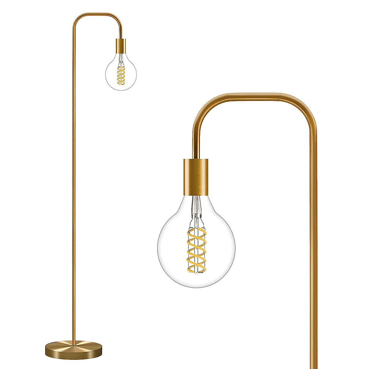 Oneach 63.75'' Industrial Antique Brass Gold Minimalist Floor Lamp for Living Room, Bedroom and Office