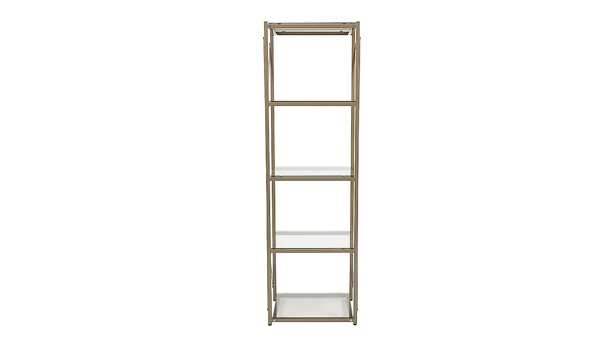 Stylish 64"H Glass Bookcase in Matte Gold - Flash Furniture