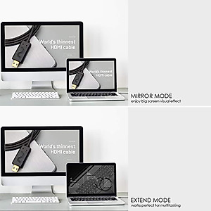 Nanosecond Extreme Slim 2.6' HDMI Cable - World's Thinnest and Most Flexible HDMI Cable. (2.6 Ft / 0.8m) High-Speed Supports Full 1080P, 4K, UltraHD, 3D, Ethernet, and Audio Return Channel