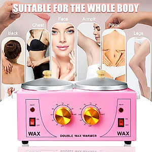Double Wax Warmer Electric Wax Warmer Professional Machine for Hair Removal, Wax Heater for Paraffin Facial Skin Body Spa Salon Equipment with 100 Waxing Cloth And 50 Removal Wooden Craft Sticks