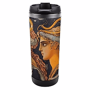 Ancient Greek Art Drcor Travel Coffee Mug Reusable Insulated Drinking Cup with Lid for Home Outdoor Works 13 Oz