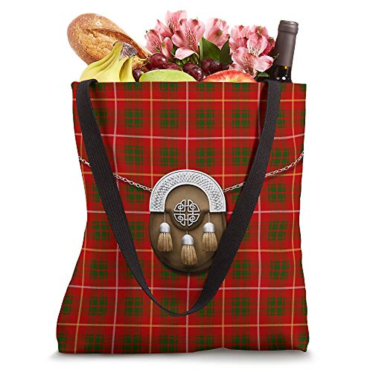 Scottish Clan Bruce Tartan Plaid With Sporran Tote Bag