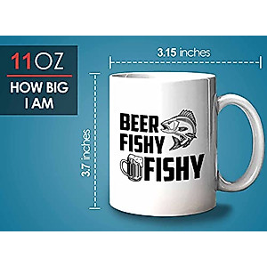 Fisher Coffee Mug 11oz White - Beer Fishy Fishy - Fisherman Funny Witty Fish River Fishing Lures Flounder Net Alcoholic Lover