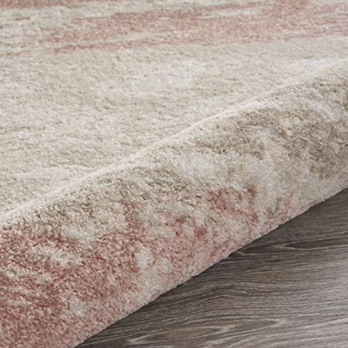 LR Home Abstract Brushstroke Area Rug, 5'2" x 7'2", Ivory/Blush