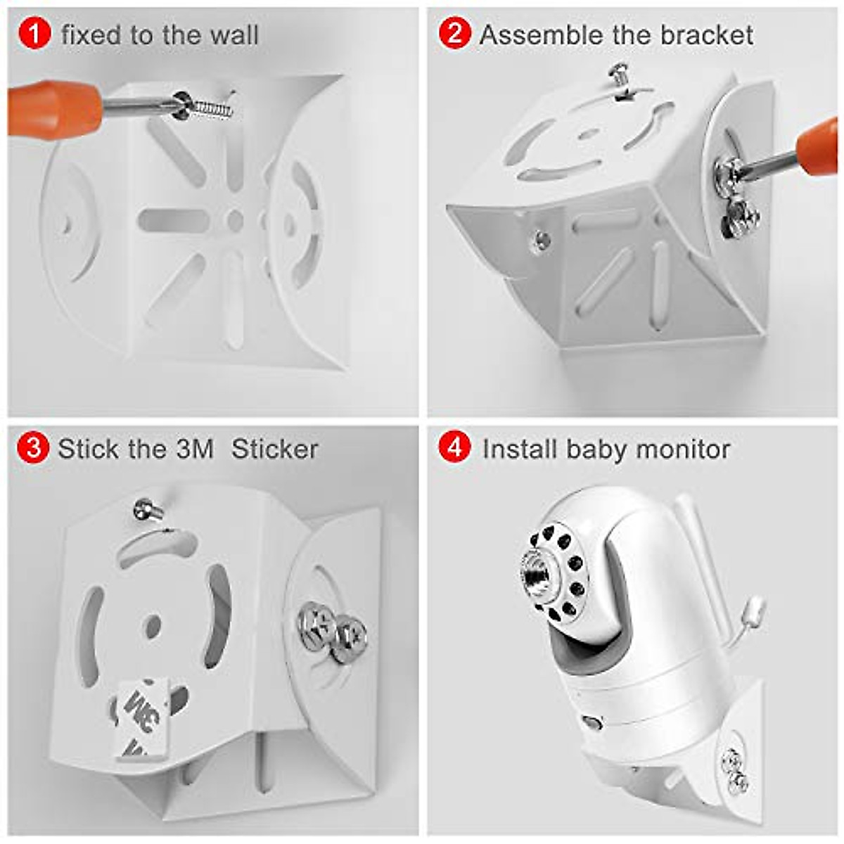 Adjustable Angle Mount for Infant Optics DXR-8, Motorola, Samsung, Babysense, HelloBaby and Most Universal Monitors Camera, Aluminum Alloy Material