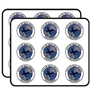 Seal Beach City Logo -ca California oc Insignia Emblem surf rv Sticker for Scrapbooking, Calendars, Arts, Album, Bullet Journals 2" 18 Pack