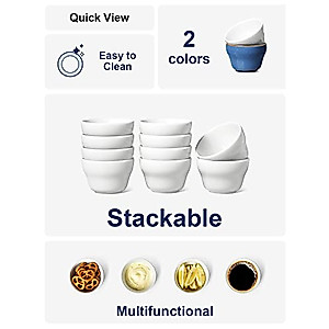 LE TAUCI Small Bowls Dessert Bowls Chili Bowls 8 Ounce Bouillon Cups for Dessert Soup Dipping Sauce Coffee Cupping - Set of 6, White