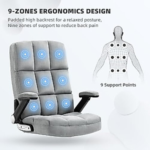 YAMASORO Velvet Office Chair High Back Executive Desk Chair with Flip-up Arms Modern Computer Chair with Wheels for Adult (Grey)