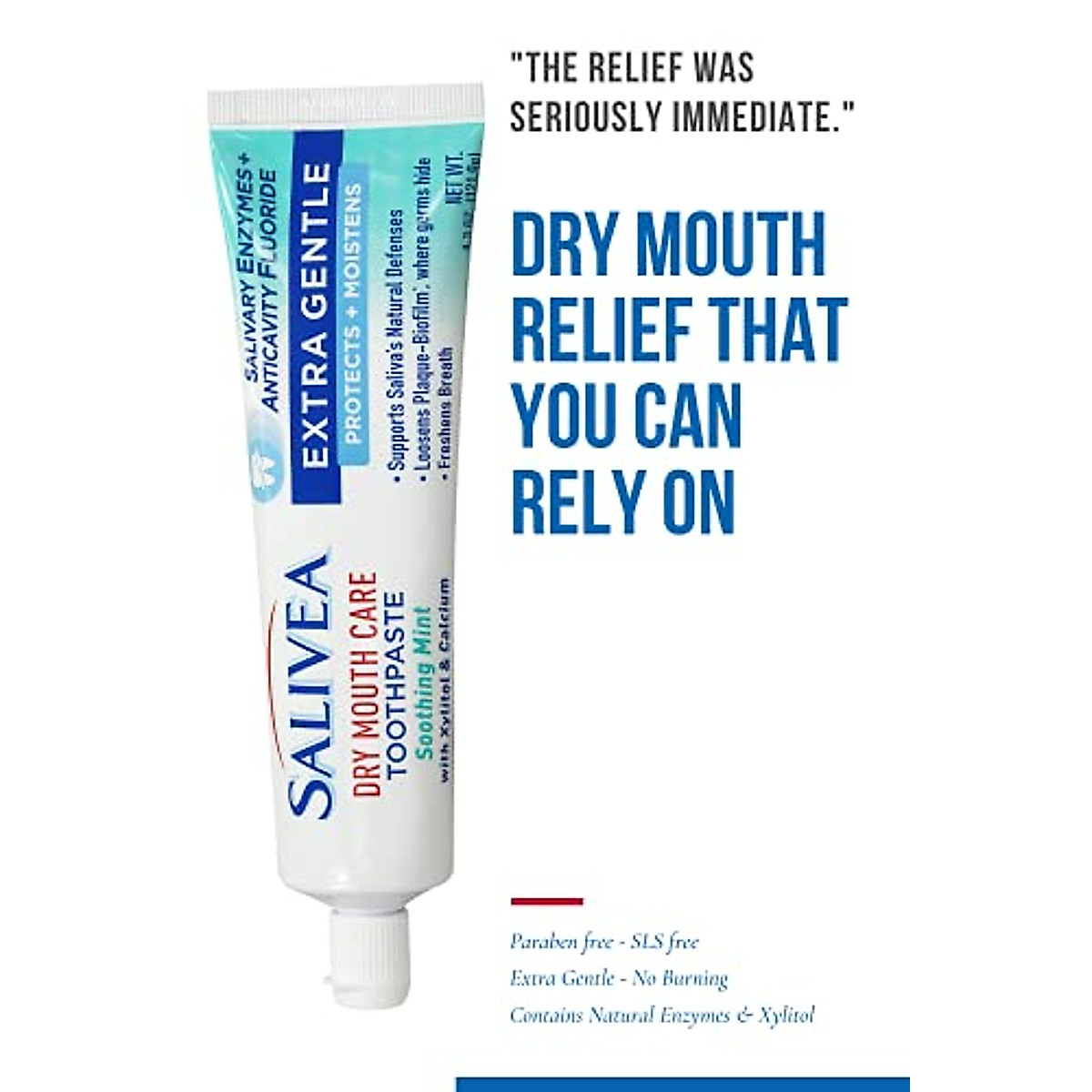 SALIVEA Dry Mouth Toothpaste - Soothing Mint Toothpaste with Natural ...
