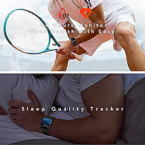 Hommie Smart Watches for Men, 1.69" HD Touch Screen Fitness Tracker IP68 Waterproof Smartwatch with Heart Rate Monitor, Blood Oxygen, Pedometer, Compatible with Android iPhone iOS