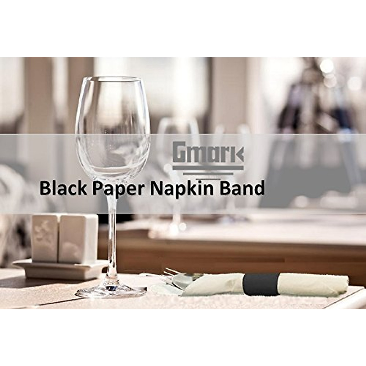 Gmark Paper Napkin Band Box of 500 (Black), Paper Napkin Rings self Adhesive GM1049A
