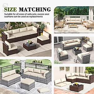 VONZOY Outdoor Furniture Cushions, Patio Replacement Cushions for Furniture Set, 14 Pieces Water-Resistant Patio Sofa Cushions Fits 6-seat Sectional Couch(Cream)