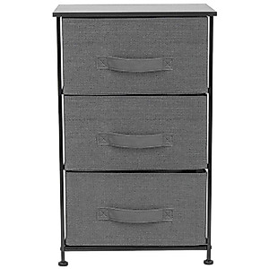 Sorbus Nightstand with 3 Drawers - Bedside Furniture & Night Stand End Table Dresser with Steel Frame, Wood Top, Easy Pull Fabric Bins for Home, Bedroom Accessories, Office & Dorm