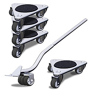 Furniture Mover by ONEON - 6 7/8" Steel Tri-Dolly, 3 Wheels Furniture Dolly for Moving, 720 LB Max Load Capacity 4 Pack & Subsidiary Furniture Lifter Set (5Pack)