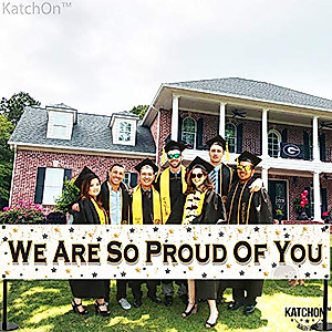 We Are So Proud of You Banner - 120x20 Inch | Graduation Yard Sign for Graduation Party Decorations 2023 Black and White | Congratulations Banner for Congratulations Decorations | Graduation Banner