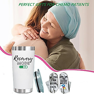 Funny Get Well Soon Gifts for Women, Men, 20oz Hospital Mug, Recovery Mode On, Surgery Recovery Gifts for Chemo Patients, Comes With Funny Recovery Socks For Women and Men, Thinking of You Gift.