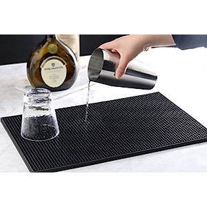 New Star Foodservice 48421 Rubber Bar Service Mat for Counter Top, 12-Inch by 18-Inch, Black