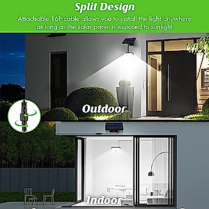 Solar Outdoor Lights, Motion Sensor Dusk to Dawn Wall Lights Waterproof, LED Outside Solar Powered Security Flood Light Fixtures 3 Modes with 16FT Cable for Front Door Porch Shed Barn Garage, 2 Packs