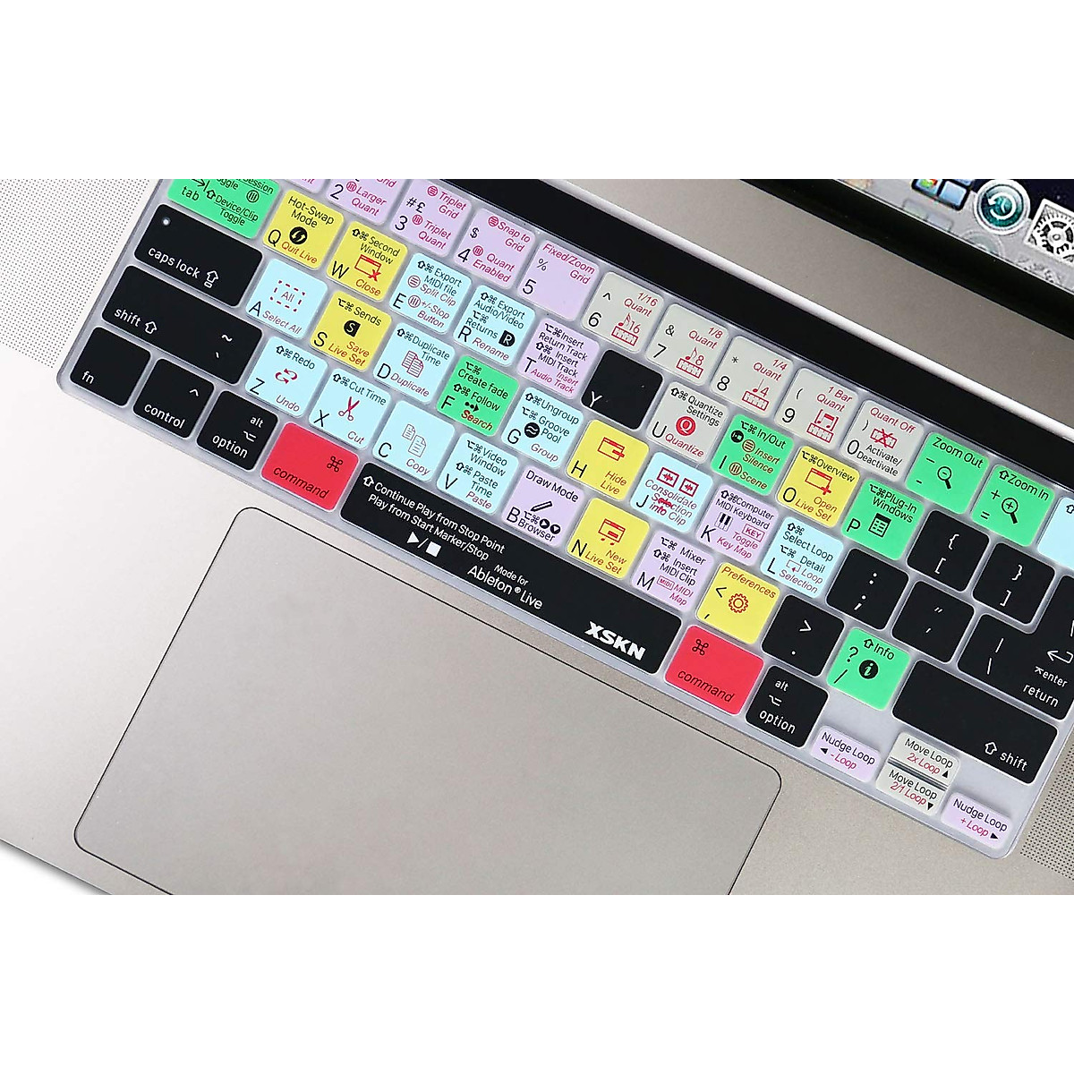 XSKN Ableton Live English Silicone Shortcuts Keyboard Cover Skin for Touch Bar Models 2019 MacBook Pro 16 inch A2141 2020 MacBook Pro 13.3 inch A2251 A2289 A2338 M1 Keyboard US&EU Version