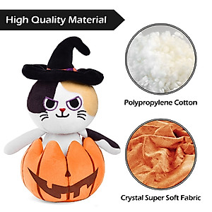 FUN LITTLE TOYS Halloween Cat Plush Pumpkin Popper, Spooky Cute Stuffed Cat for Kids, Halloween Stuffed Animals Toy for Halloween Decorations Indoor, Party Favors Prize, 8.5 Inches