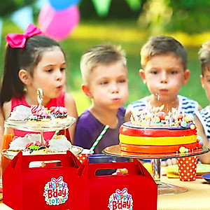 Lainrrew 30 Pcs Gable Candy Treat Boxes, Small Goodie Boxes Christmas Party Favor Boxes Kraft Paper Gift Box for Christmas Party Decorations Birthday Party Favors (Red)