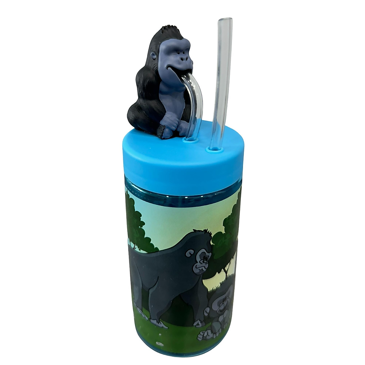Sip with ME Zoo Silverback Gorilla Cup, Kids Water Bottle, Toddler Cups, Tumbler with Lid and Straw, Travel Sippy Cup for Water or Milk, Kids Cups with Lids, Toddlers 3 and Up, BPA Free Plastic, 12 oz