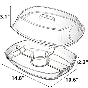 DEAYOU 4 Section Ice Serving Tray, Cold Serving Tray with Flip-Lid for Party Food, Outdoor Serving Platter Dish with Ice Cooling Tray for Appetizers, Fruits, Vegetables, Salads, Picnic, Snack