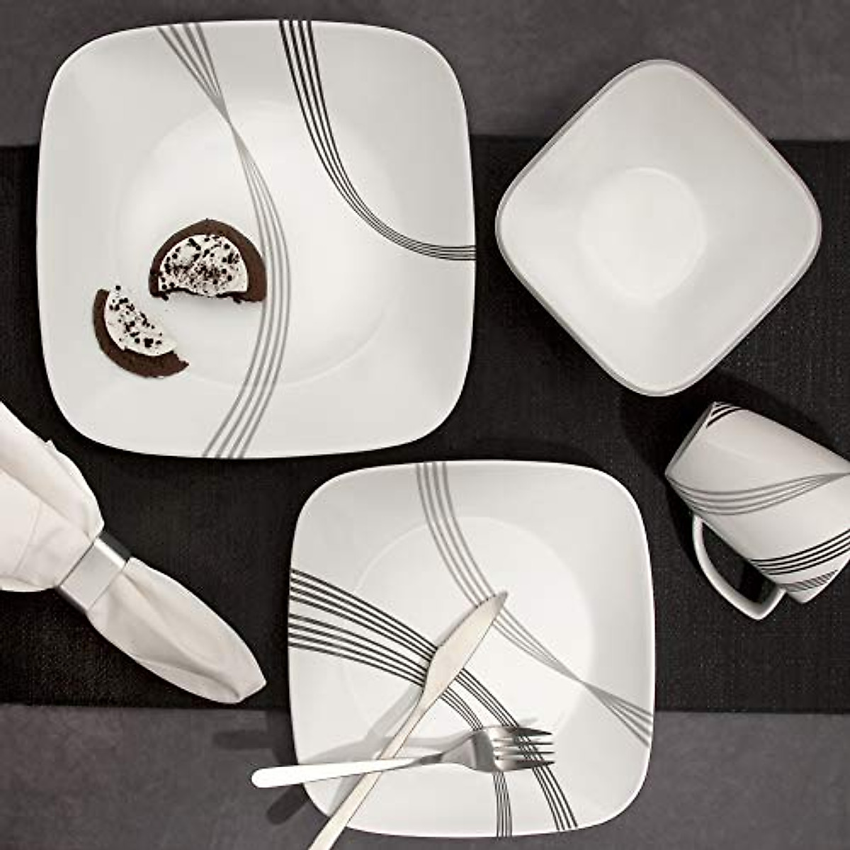 Corelle Boutique Square Urban Arc 16-Piece Dinnerware Set, Service for 4