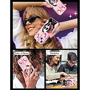 Goocrux (2in1 for iPhone 14 Case Skull Skeleton for Women Girls Cute Girly Phone Cover Cool Funny Gothic Design with Slide Camera Cover+Ring Holder Cases for iPhone14 6.1 inch