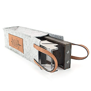 Dice Tower Travel Bag Grey Felt and Chestnut ~ by C4Labs